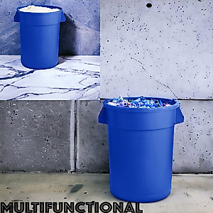 Mix.Home 32 Gallon Round Trash bin Garbage can Outdoor Yard Trash can Trash Barrels Garbage Drum Heavy Duty Trash can Industrial Trash can Kitchen Trash bin (5, Blue)