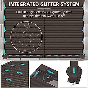 PURPLE LEAF Outdoor Louvered Pergola 10' × 13' Patio Hardtop Gazebo Sun Shade Shelter Outside Canopy with Metal Adjustable Roof for Beach Deck Backyard Garden, Curtains and Netting Included