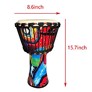 RUOSWTE 8.5 "Djembe Drum, Bongo Drum, Percussion Music, Sheepskin Drum Face, Professional Tuning, Hand Drum（Abstraction）