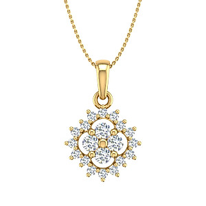 FINEROCK 1/3 Carat Diamond Fashion Pendant Necklace in 14K Yellow Gold (Silver Chain Included) - IGI Certified (SI1-SI2 Clarity)