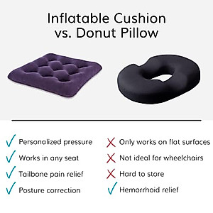 BraceAbility Inflatable Seat Cushion - Portable Pressure Relief Blow-Up Waffle Pad for Wheelchair, Office Chair, Airplane or Car, Bed Sore Prevention, Hip Bursitis, Low Back Pain (Air Pump Included)