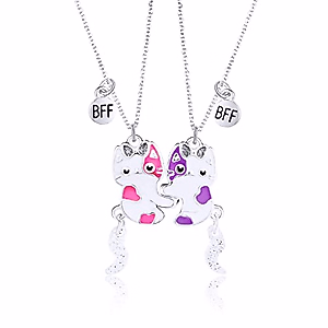 DOYYCA Best Friend Necklace Gifts Magnetic Matching Friendship Necklace for 2 Girls BFF Sister (Cat)