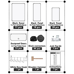DINMO 10-Tier Shoe Rack with Doors for Entryway, 20 Pairs, Portable Plastic Cubby Shoe Shelves Organizer Unit, DIY Shoe Cabinet, White