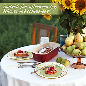 Tanlade 100 Pcs Sage Green Plates, 7'' Eucalyptus Paper Plates Decorative Disposable Gold Foil Greenery Plates for Baptism Baby Bridal Shower Wedding Jungle House Warming Decoration Party Supplies