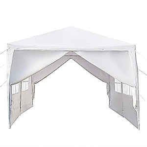 Boylymia 10' x 20'Outdoor White Waterproof Gazebo Canopy Tent with 4 Removable Sidewalls and Windows Heavy Duty Tent for Party Wedding Events Beach BBQ