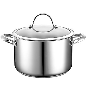 Cooks Standard Quart Classic Stainless Steel Stockpot with Lid, 12-QT, Silver & 6-Quart Stainless Steel Stockpot with Lid