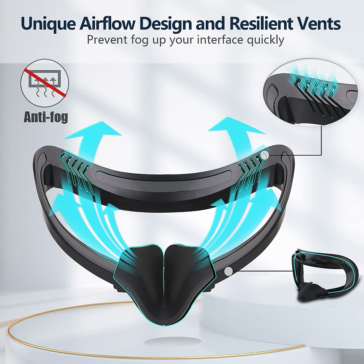 Hanpusen VR Face Pad for Oculus Quest 2 Accessories, 6-in-1 Set Facial Interface Bracket Face Cushion Cover, with 2pcs Sweat Proof Leather Foam Replacement, Lens Cover, Nose Pad, Shakes Stick Caps