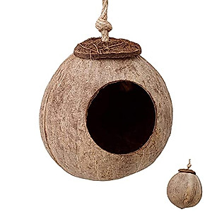 TATBUL Pets Hammocks Bird's Nest Natural Coconut Shell Small Pet Bird Parrot Cage Bird's Nest Hut Round Bed Hammock Aviary