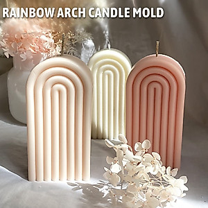Rainbow Arch Candle Mold, Striped U-Shaped Silicone Mold, Abstract Architectural Resin Moulds for Soap Tray, Handmade Candle, Lotion Bar, Bath Bomb, Cake Home Decoration (4 Ring)