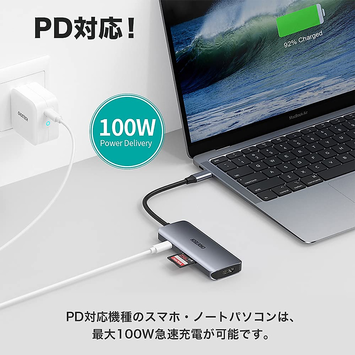 Medik MCH-A051-GY 7 in 1 Multi-Port Hub USB Type-C HDMI 4K USB 3.0 PD Support SD Card Reader Max 100W Converter Adapter MacBook Surface MCH-A051-GY Dark Gray