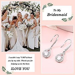 Bridesmaids Gift I Couldn't Say I Do Without You Teardrop Wedding Earrings Cubic Zirconia Dangle Drop Earring Bridesmaid Proposal Gifts Set of 6