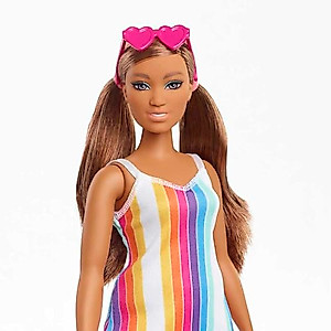 Barbie Loves the Ocean Doll with Brown Hair, Colorful Dress & Accessories, Doll & Clothes Made From Recycled Plastics
