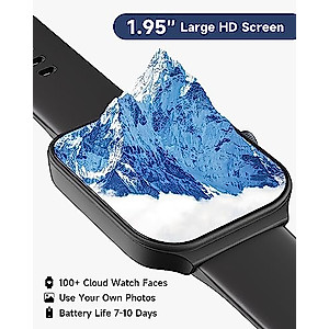 TOOBUR Smart Watch for Men Women Alexa Built-in, 1.95" Fitness Tracker with Answer/Make Calls, IP68 Waterproof/Heart Rate/Blood Oxygen/Sleep Tracker/100 Sports, Fitness Watch Compatible Android iOS