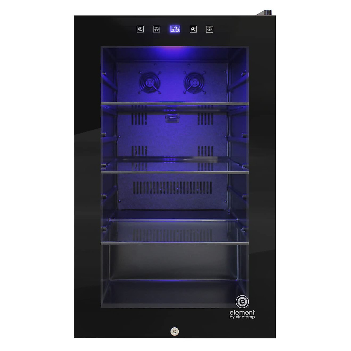 Vinotemp EL-BCU101-01 Refrigerator and Cooler Capacity Mini Drink Fridge with Touch Screen Temperature Control and Glass Door, 161 Can, Stainless Steel, 105 Beverage, Black