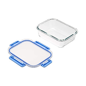 Amazon Basics Glass Food Storage Container with BPA-Free Locking Lid - Set of 14