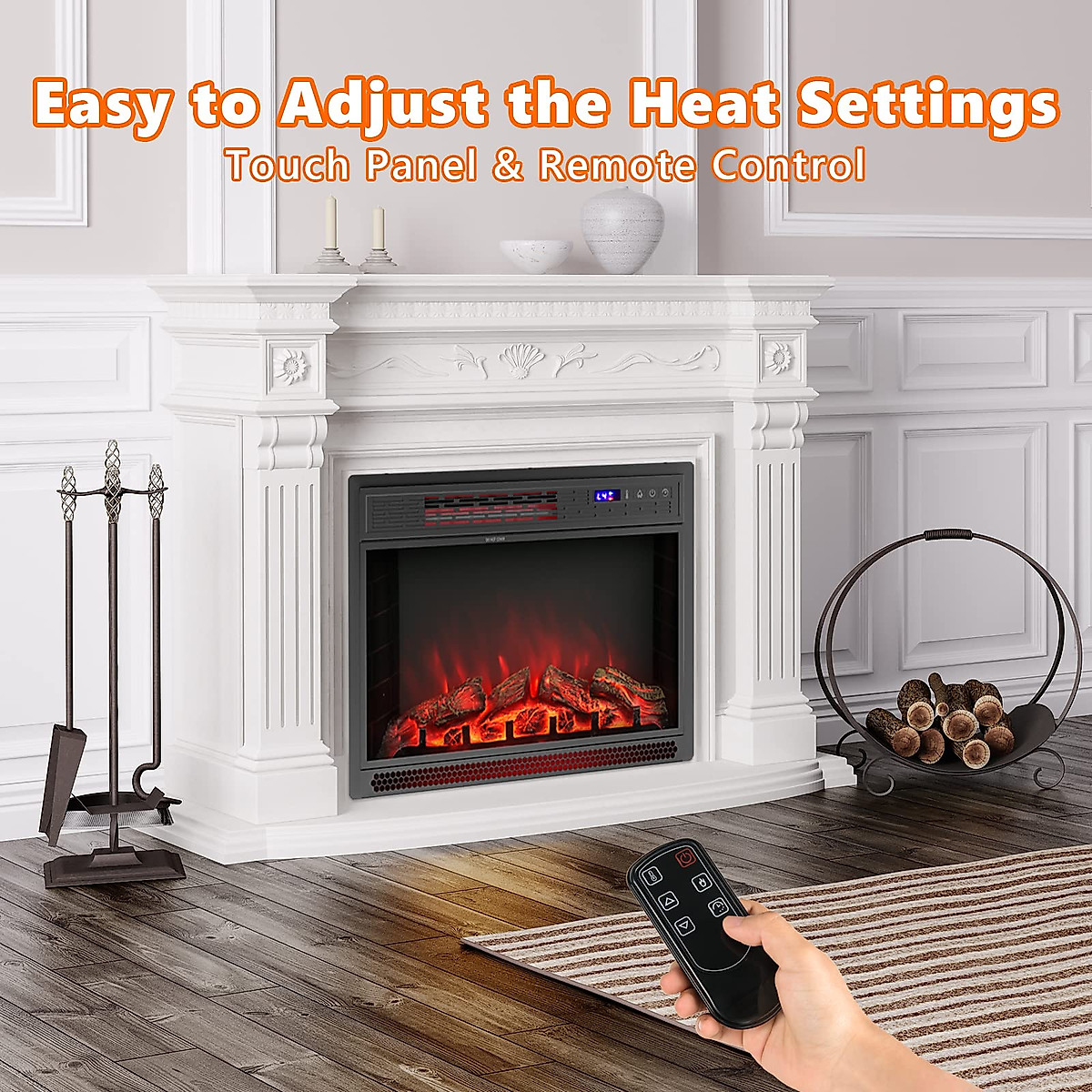 ARLIME 25 Inch Electric Fireplace Inserts in-Wall Recessed and Freestanding Fireplace Heater, 1400W Electric Room Heater Indoor with 3D Adjustable Flame, Remote Control, Thermostat, and Timer