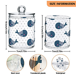 Kigai Clear Bathroom Container, Cute Cartoon Whale Cotton Swab Ball Cans, Clear Plastic Acrylic Jar for Cotton Swabs, Cotton Balls, Dental Floss, Bath Salts, 4 Pack of 13.6 OZ