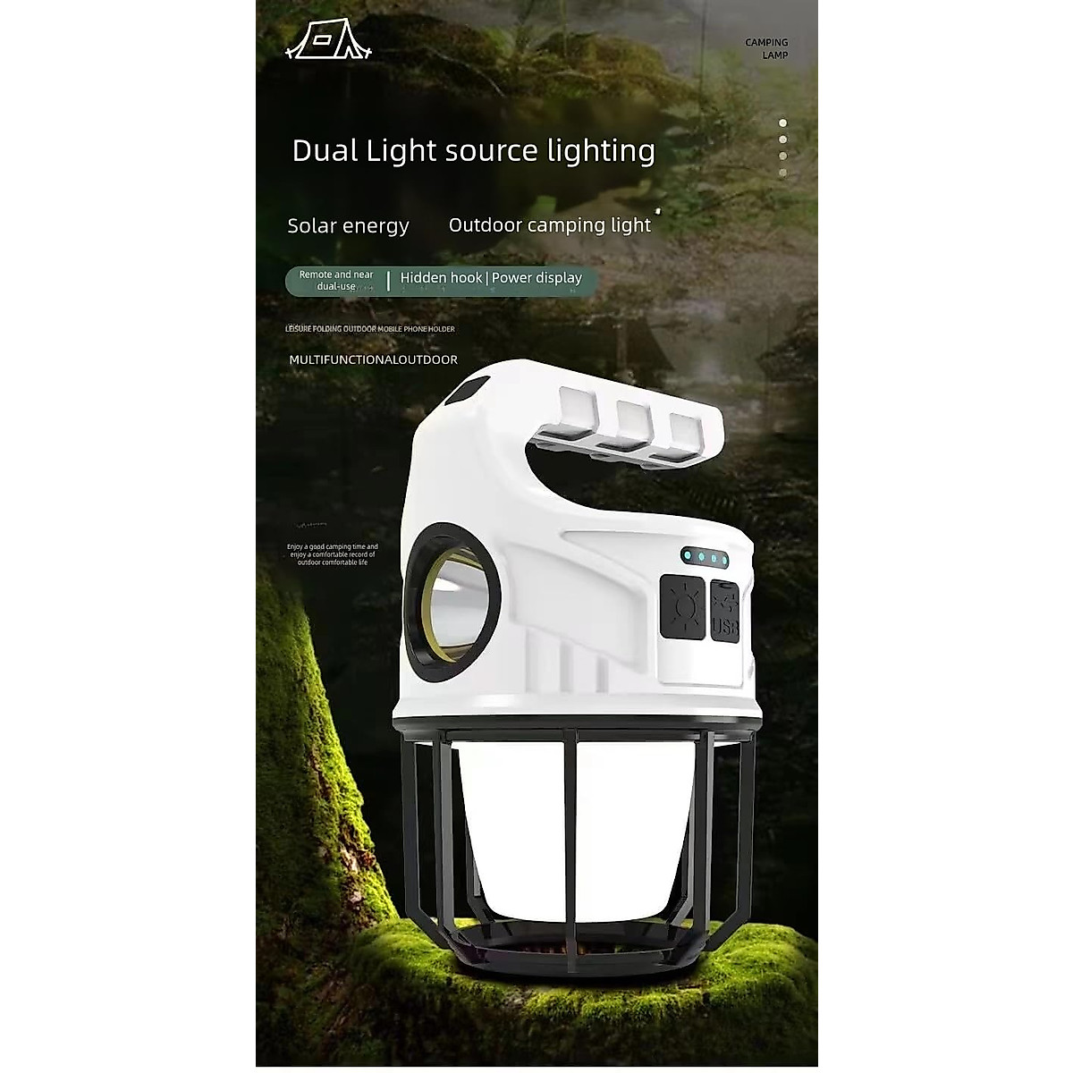 500LM, Battery Lanterns, Solar Flashlight Lantern, Solar Lanterns Outdoor Rechargeable led Light, Rechargeable Camping Lantern, IPX4 Waterproof,Emergency Power Bank, Outdoor, Hiking, Fishing