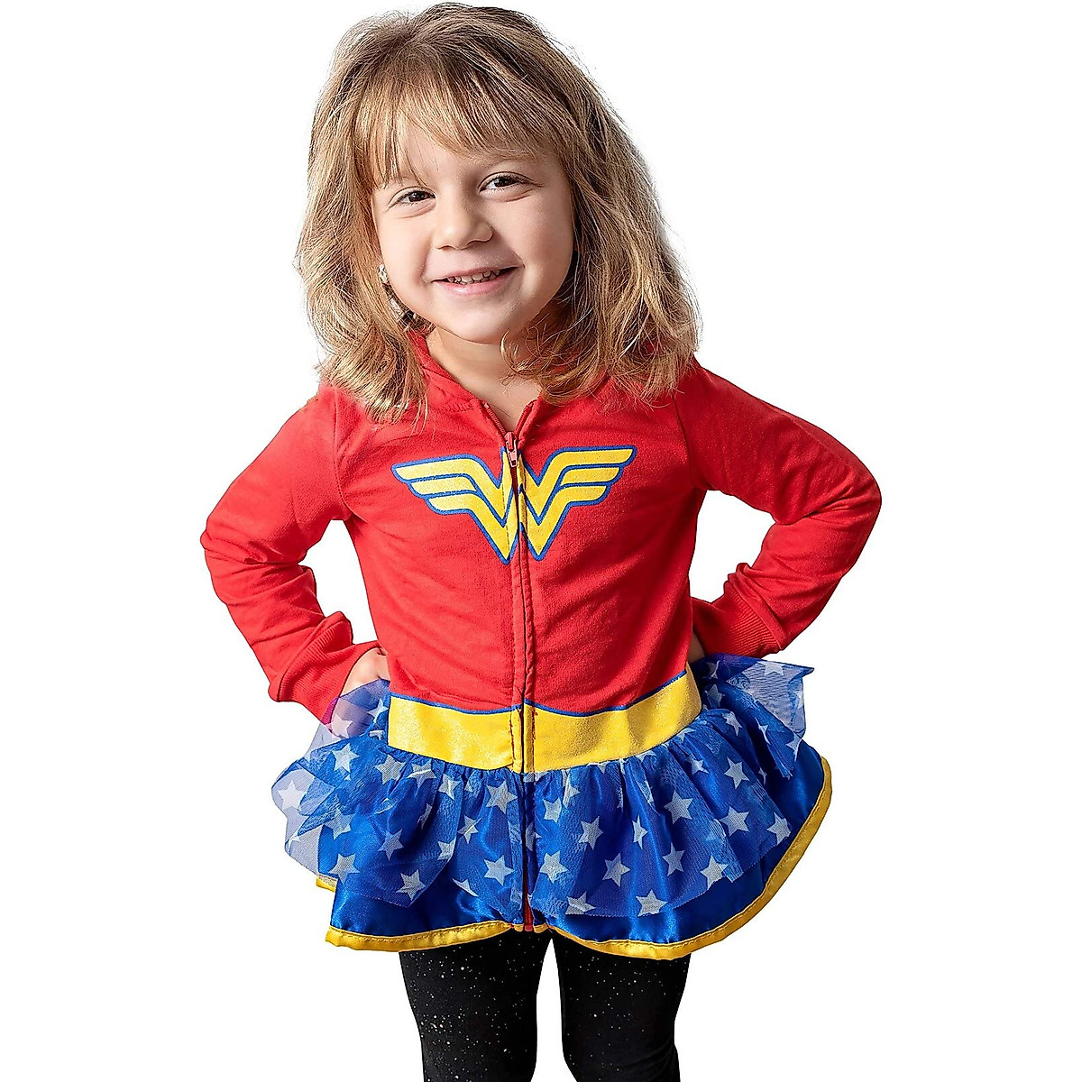 WARNER BROS Justice League Wonder Woman Little Girls Zip Up Costume Hoodie Red 7-8