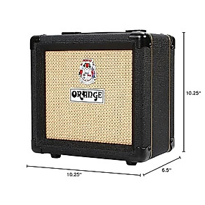 Orange Amp Micro Dark Terror MD20 Hybrid Amp Head Mini Stack Combo Bundle with PPC108 1x8 in Black Speaker Cabinet, Pig Hog Woven Guitar Cable 10ft, Speaker Cable and Liquid Audio Polishing Cloth