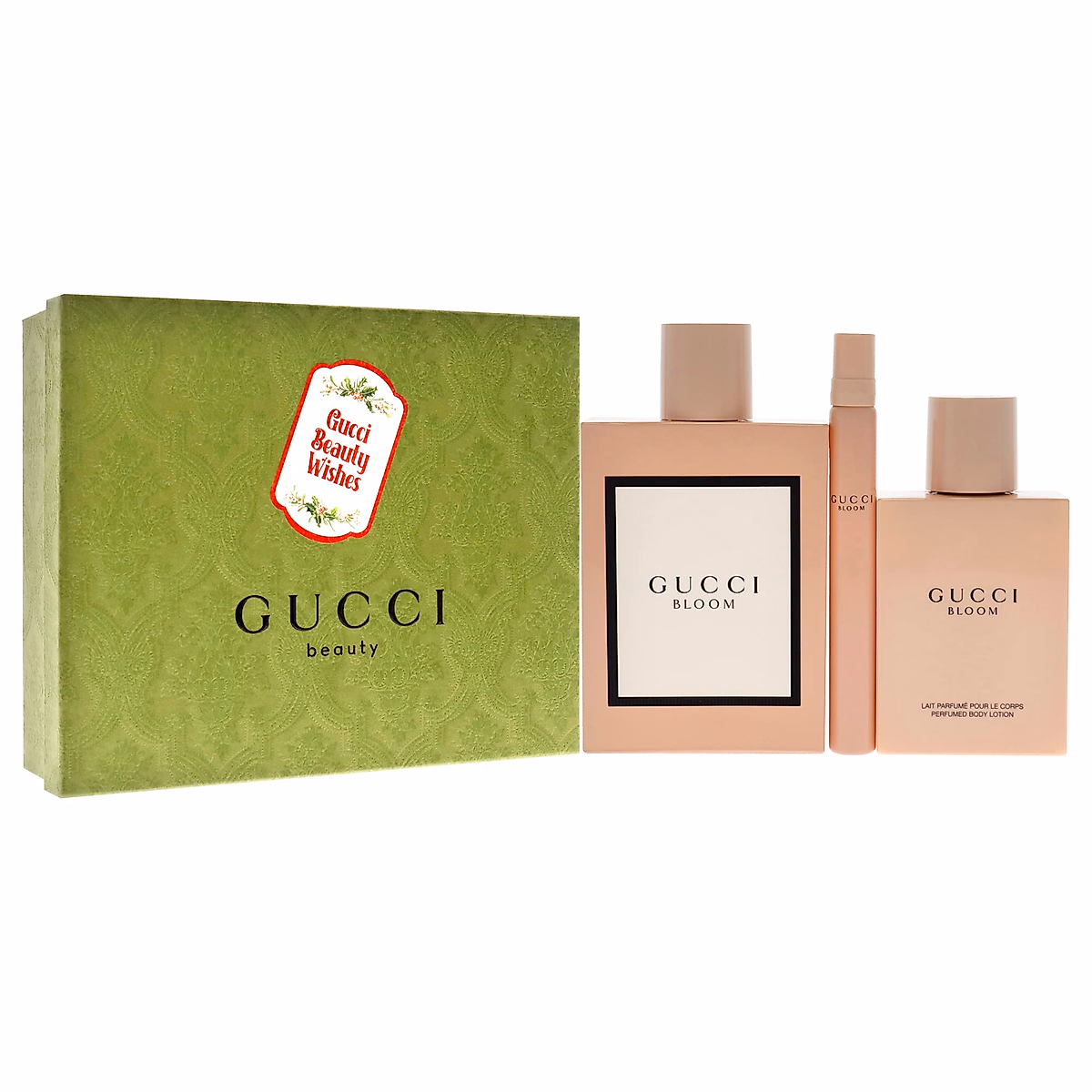 Gucci Bloom 3.3oz EDP Spray, 3.3oz Perfumed Body Lotion, 0.33oz EDP Spray Women 3 Pc Gift Set