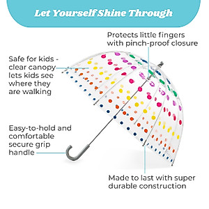 totes Kids Clear Bubble Umbrella with Dome Canopy, Lightweight Design, Wind and Rain Protection Umbrella, Pink, Kids - 38" Canopy