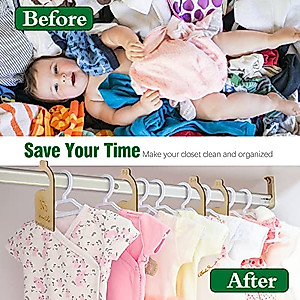 Esweny 7PCS Baby Closet Size Dividers Wooden Baby Closet Organizers from Newborn to 24 Months Dividers to Organize Nursery Closet