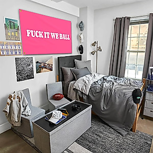Fuck It We Ball Flag Pink 3x5 Ft Funny Man Cave Wall for Room Teen Girls Indoor Outdoor Bedroom and College Dorm Wall Decor Tapestry Gifts…