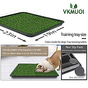 VKMUOI 19 x 23 in Dog Grass Pad with Tray Pet Training Pads with Tray Reusable Fake Grass for Dog to Pee on Dog Litter Box-Indoor/Outdoor Dog Potty Tray with Pee Pads