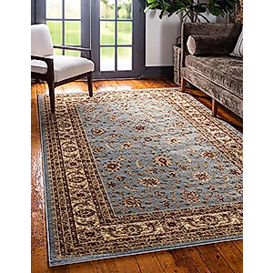 Unique Loom Voyage Collection Traditional Oriental Classic Intricate Design Area Rug, 3' 3" x 5' 3" Rectangle, Light Blue/Cream