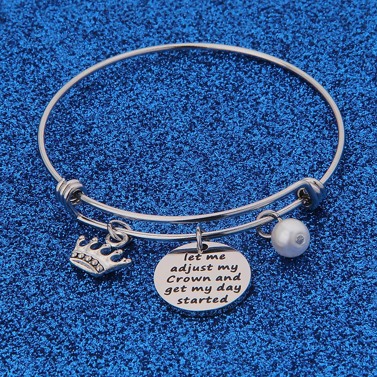 WUSUANED Princess Queen Bracelet Inspirational Bracelet Gift Let Me Adjust My Crown And Get My Day Started Inspirational Gift (let me adjust my crown)