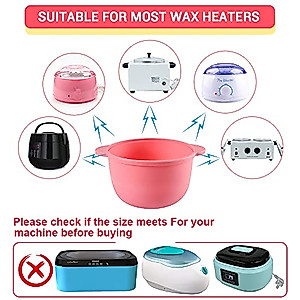 2 PCS Silicone Wax Warmer Liner Nonstick Wax Pot Replacement Wax Warmer Liner Bowl with Wax Spatula, Heat Safe,Easy Clean,Reusable & Foldable Waxing Liner for All Kinds of 16oz Wax Heater Machine