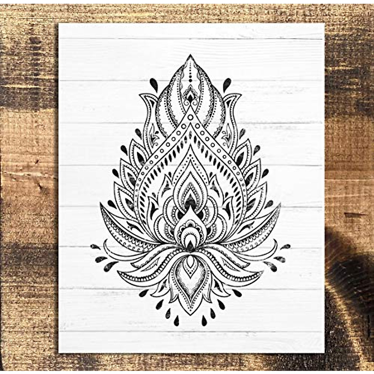 FerrisBuilt Black and White Buddha, Hamsa Hands, Mandala and Lotus Flower, Eclectic Wall Art, Boho Decor, Indie Decor - Set of (4) 8x10 UNFRAMED Prints