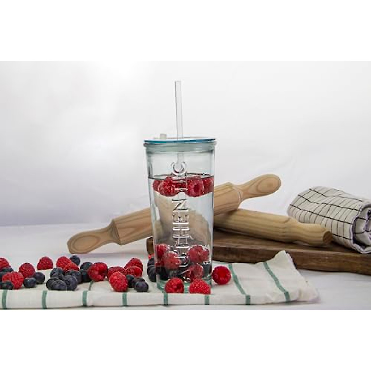 Vidrios San Miguel, 17oz Glass To-Go Cup With Leak-Proof Lid And Straw, Made Of 100% Recycled Glass, Dishwasher Safe, Authentic Embossed Tumblers For Smoothies, Boba, Iced Tea, Ice Coffee, Juice.