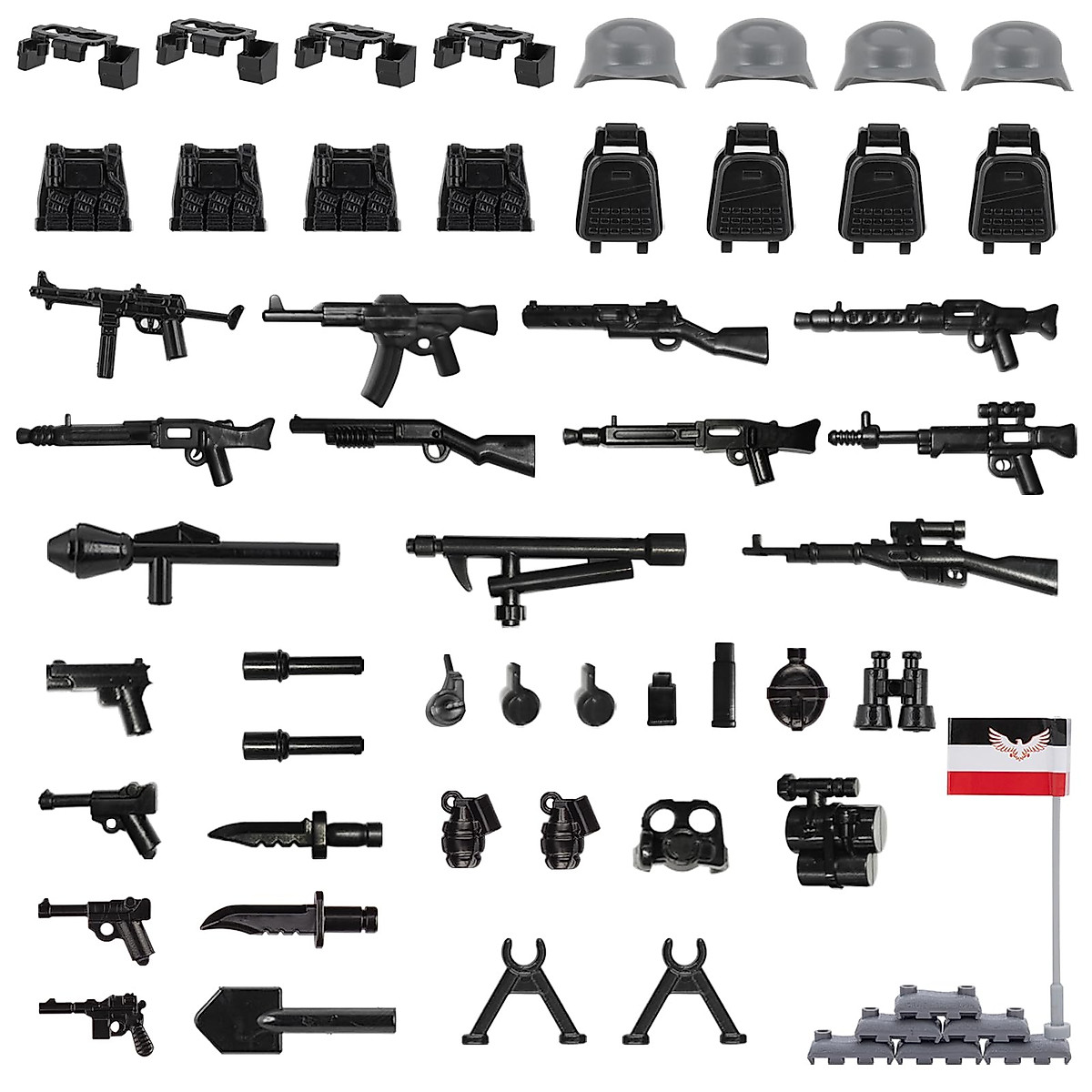 VICVIK Weapons Pack Military Weapons Accessories WWII Soldier Model Toys Military Equipment Battle Blocks Bricks Children's Toys, Compatible with Mini Figure Brick Toy for Boys Age 3＋