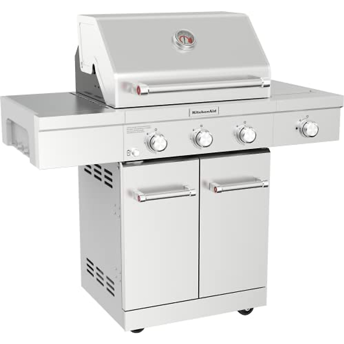 KitchenAid 3-Burner 51,000 BTU Stainless Steel Propane Gas Grill with Infrared Side Burner and Cabinet