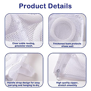 BAYTORY 2Pcs Shoe Washing Bag with Zipper, Mesh Laundry Bag for Washing Machine, Reusable and Durable, Wash Bag for Sneakers, Trainers, Running Shoes, Bras, Socks, Lingerie (1 Large and 1Medium)
