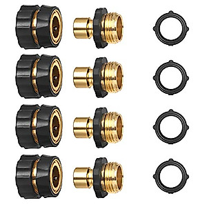 STYDDI Garden Hose Quick Release Connect Coupler, Metal Hose Fitting Quick Connector 3/4" GHT Male and Female - No Leaks Water Hoses Quick Disonnect Adapter, 4 Set