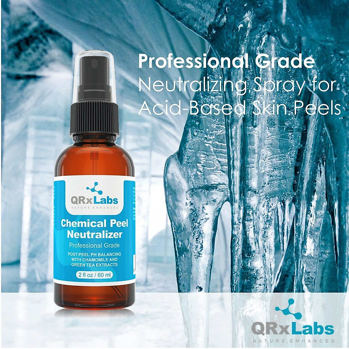 QRxLabs Chemical Peel Neutralizer - Skin pH Balancer for Salicylic, Lactic & Glycolic Acid - Post Peel Spray - 2 Fl Oz Face Neutralizer