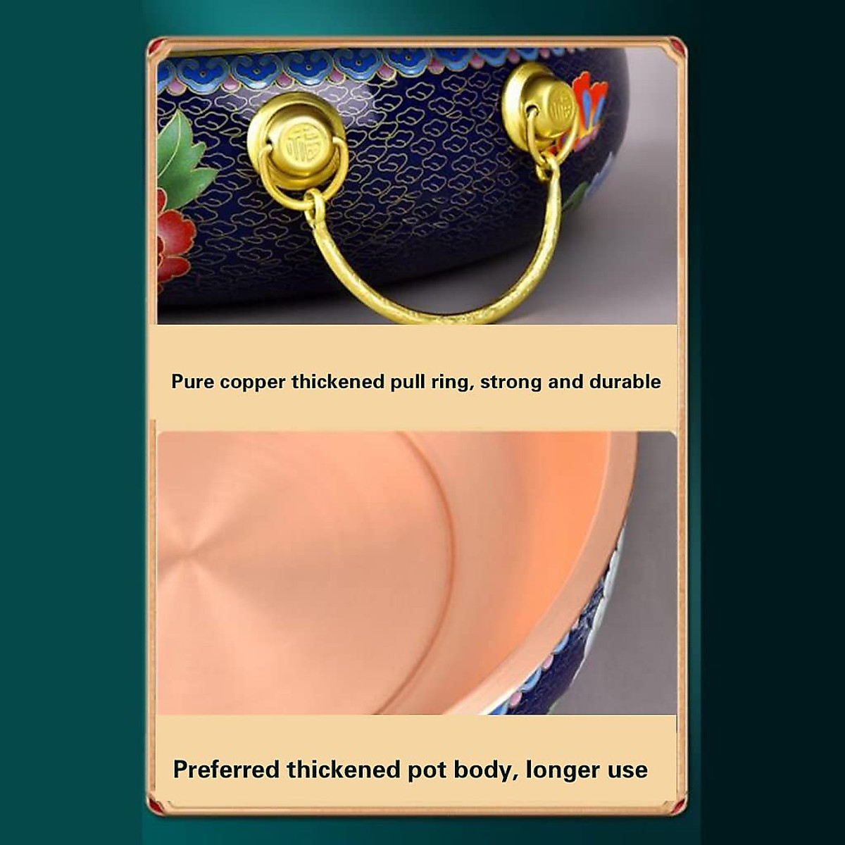 Chafing Dishes Old Beijing Pure Copper Pot, Induction Cooker Copper Hot Pot, Gas Special Pot, Household Flat Pot Hot Pot (Color : Yellow, Size : 30cm)