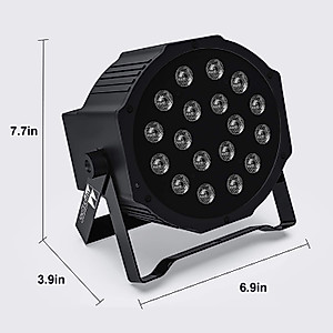 Missyee 18 RGB LED DJ Stage Uplight -DMX Control Sound Activated with Remote Control and 7 Modes LED for Wedding, Events, Christmas and Halloween Music Disco Party -R&D in USA -4 Pack