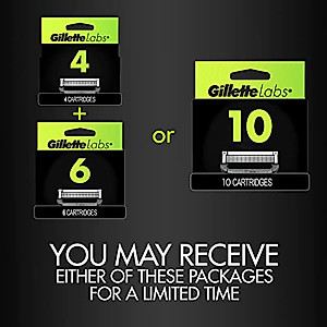Gillette Mens Razor Blade Refills with Exfoliating Bar by GilletteLabs, Compatible Only with GilletteLabs Razors with Exfoliating Bar and Heated Razor, 10 Razor Blade Cartridges