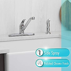 Aqua Vista 22-K81WS-CH-AV Kitchen Sink Faucet with Side Spray, Polished Chrome Single Handle