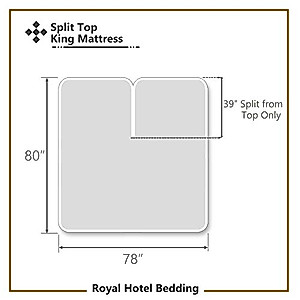Royal Hotel Bedding Abripedic Plush Cotton Mattress Topper, Top Split King, 2 Inches Hypoallergenic Overfilled Down Alternative Anchor Bands Mattress Topper