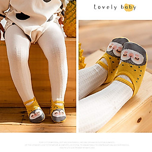 Zumou Baby Non Skid Anti Slip Animal Socks for Toddler Girls Slipper No Show 0-36 Months 6 Pairs (1T-3T, Animal)