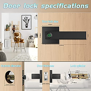 IRONZON Fingerprint Door Lock Biometric Door Lock Smart Door Knob Gate Locks Left-Right Adjustable Handle Keyless Entry Door Lock for Bedroom Hotel Warehouse Office F180B