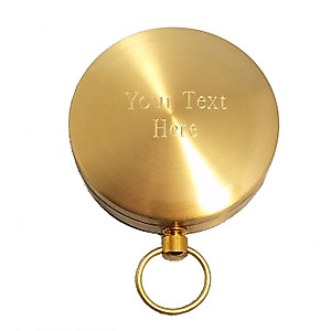 Personalized Wilderness Scouting Brass Pocket Compass | Engraved Gift for Husband, Son, Scouts, Camping, Hiking (My Own Text)