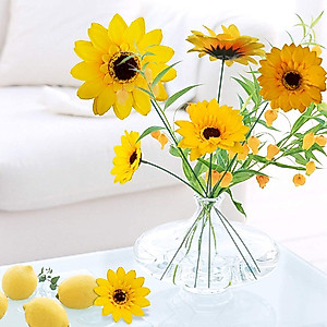 N&T NIETING Artificial Sunflowers, 20Pcs Fake Silk Sunflower Heads with Stems for DIY Crafts Wedding Party Home Garden Decorations