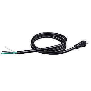 Pinfox 6ft 12 Gauge 3 Prong Heavy Duty Replacement Power Supply Cord Cable 110V 115V 120V Pigtail, Male-to-Male for Appliance, NEMA 5-15 Plug US SJT 12AWG (12/3), Black