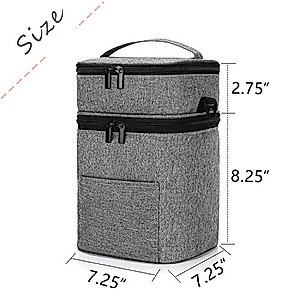 LUXJA Double-layer Breastmilk Cooler Bag (Fits 4 Bottles, Up to 9 Ounce), Breastmilk Cooler for Breastmilk Bottles and Accessories (Bag Only), Gray